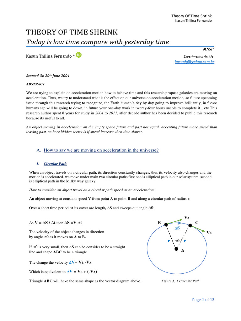 Theory of Time Shrink (Today Is Low Time Compare With Yesterday Time ...