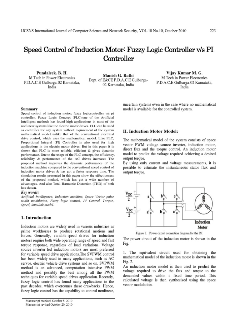 Speed Control Of Induction Motor Fuzzy Logic Controller Dengan Pi Pdf Control Theory Fuzzy