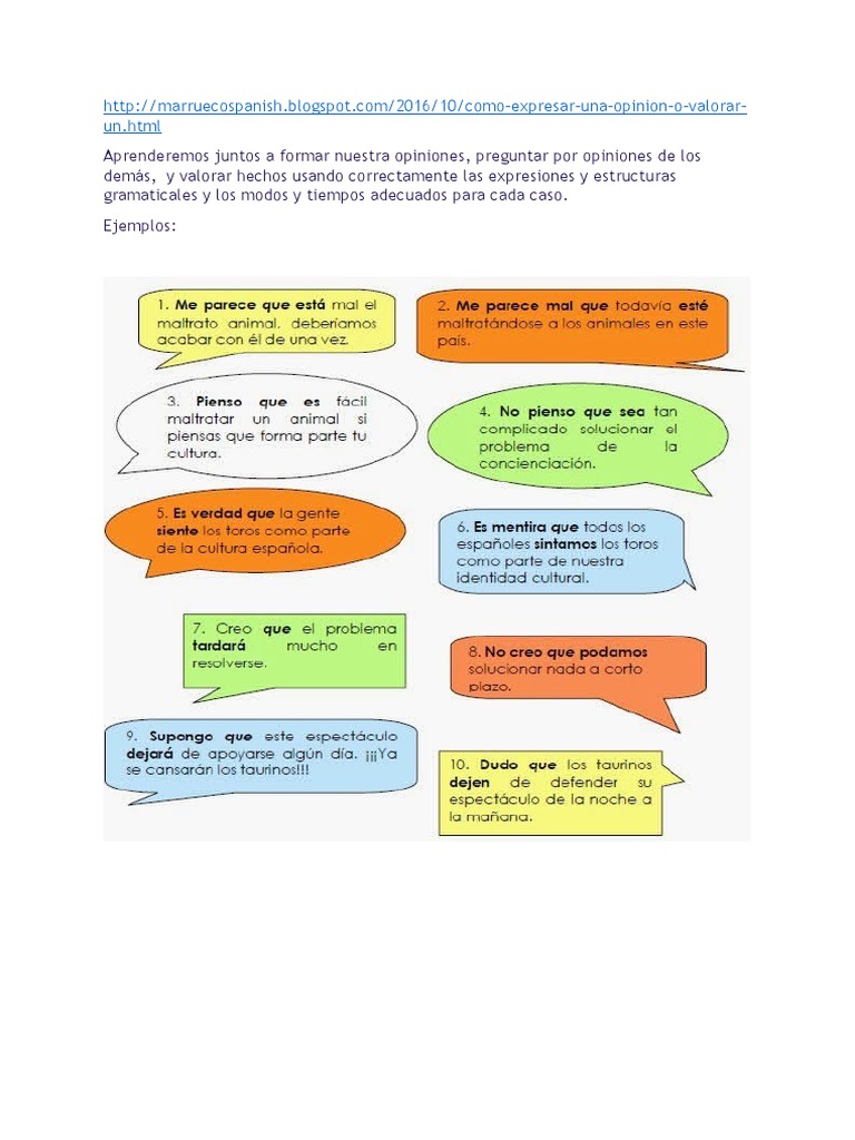 Cómo Expresar Opiniones en Español | PDF | Verbo | Lingüística