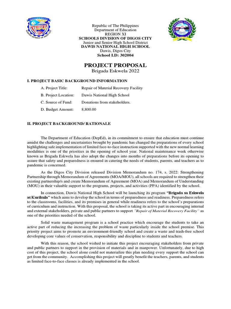 PROJECT PROPOSAL - Material Waste Recovery | PDF