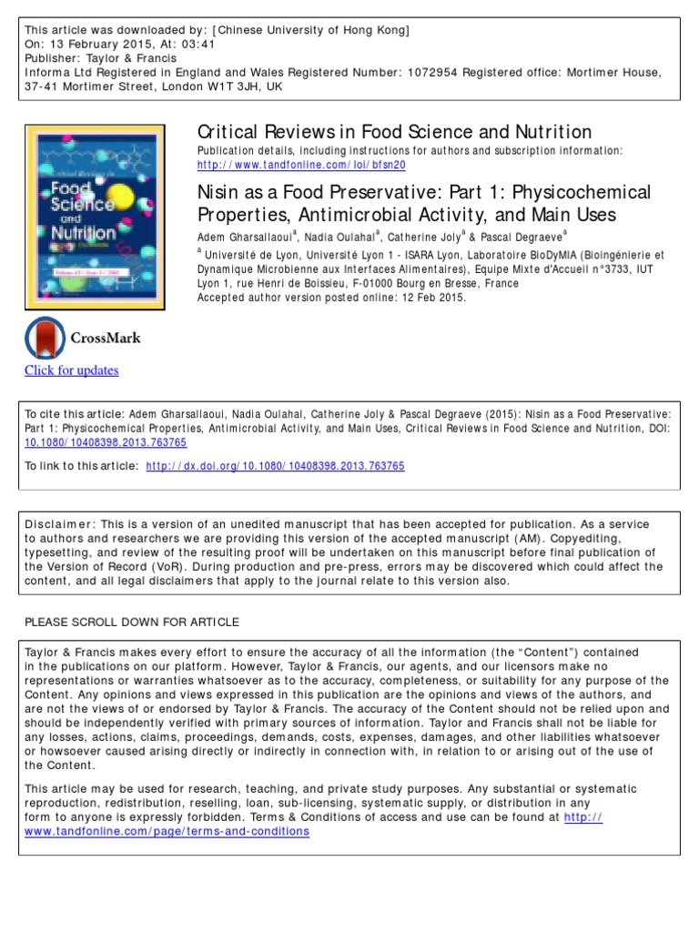 Nisin: Properties and Food Applications | PDF | Bacteria | Food ...