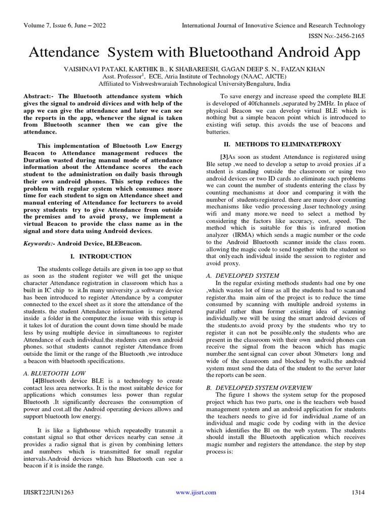 Attendance System With Bluetoothand Android App | PDF | Bluetooth | Computer Networking