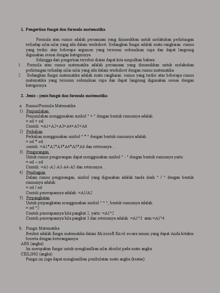 Fungsi Dan Formula Matematika | PDF