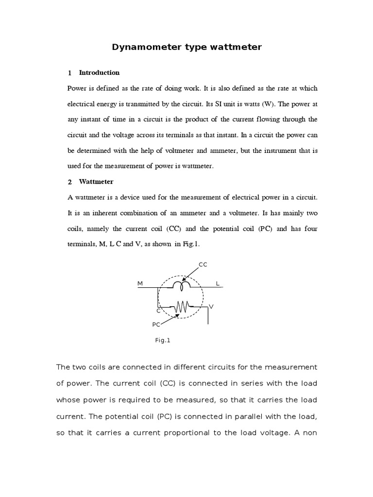 Dynamometer Type Wattmeter | PDF | Inductor | Inductance