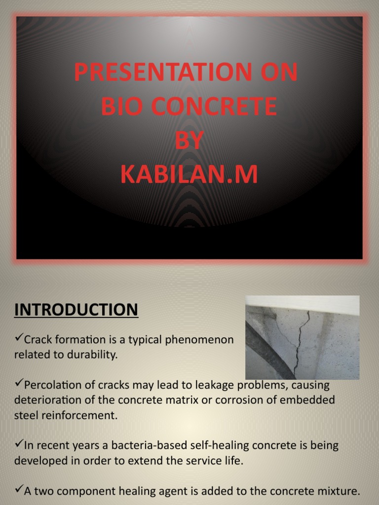 Presentation On Bio Concrete BY Kabilan.M | Download Free PDF ...