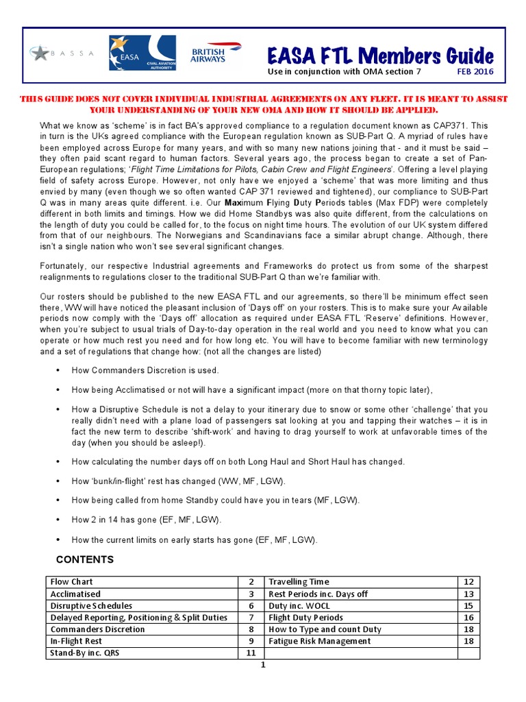 EASA FTL Members Guide | PDF | Flight Attendant | Airport