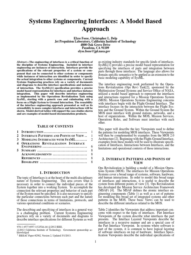 System Engineering Interfaces-IEEE 2013 | PDF | System | Interface ...