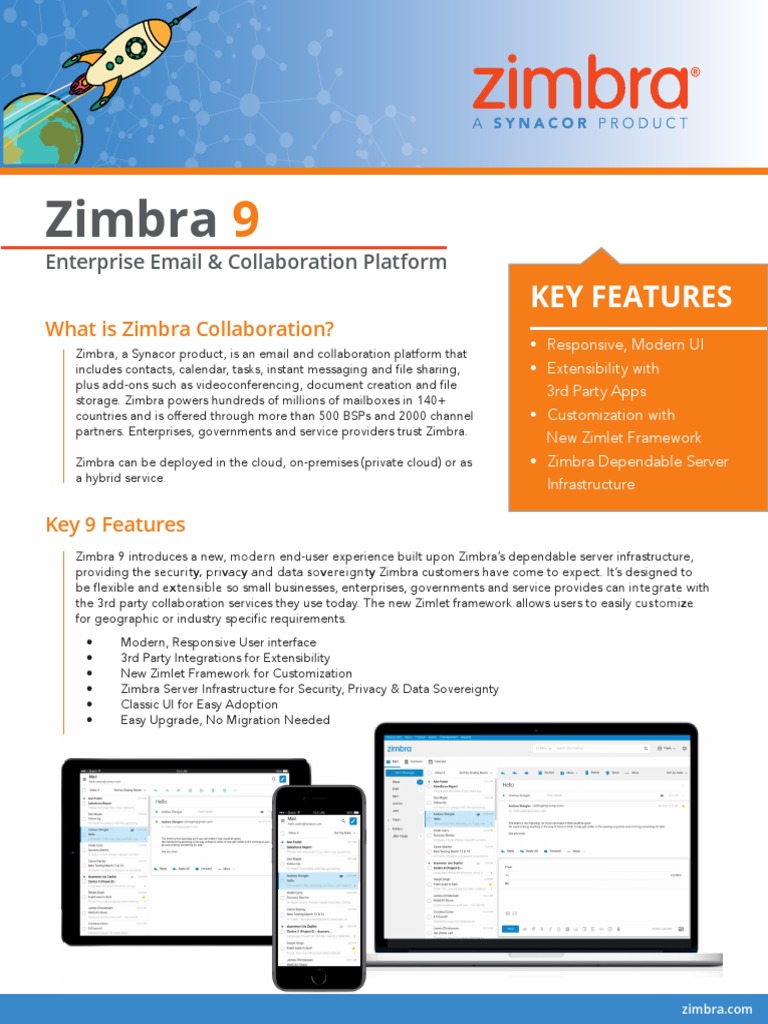 Zimbra 9 Datasheet | PDF | Cloud Computing | Mobile App