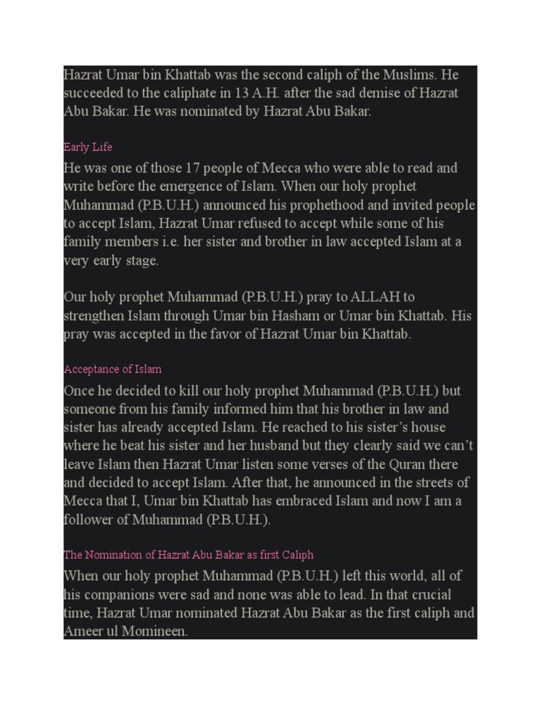 Hazrat Umar: Second Caliph of Islam | PDF | Umar | Caliphate