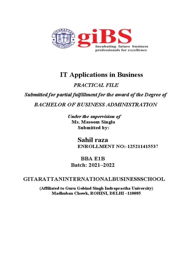 Itab File Sahil Raza Bba E1b | PDF | Command Line Interface | Computer File