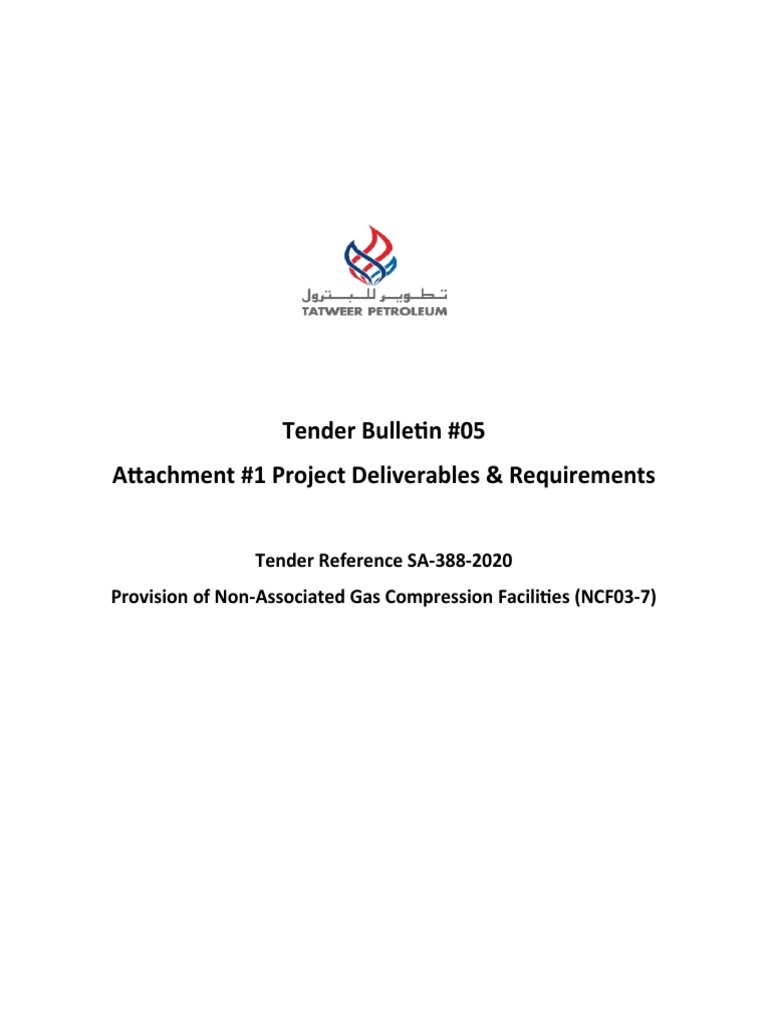 Tender Bulletin 05 Attachment #1 Project Deliverables & Requirements ...