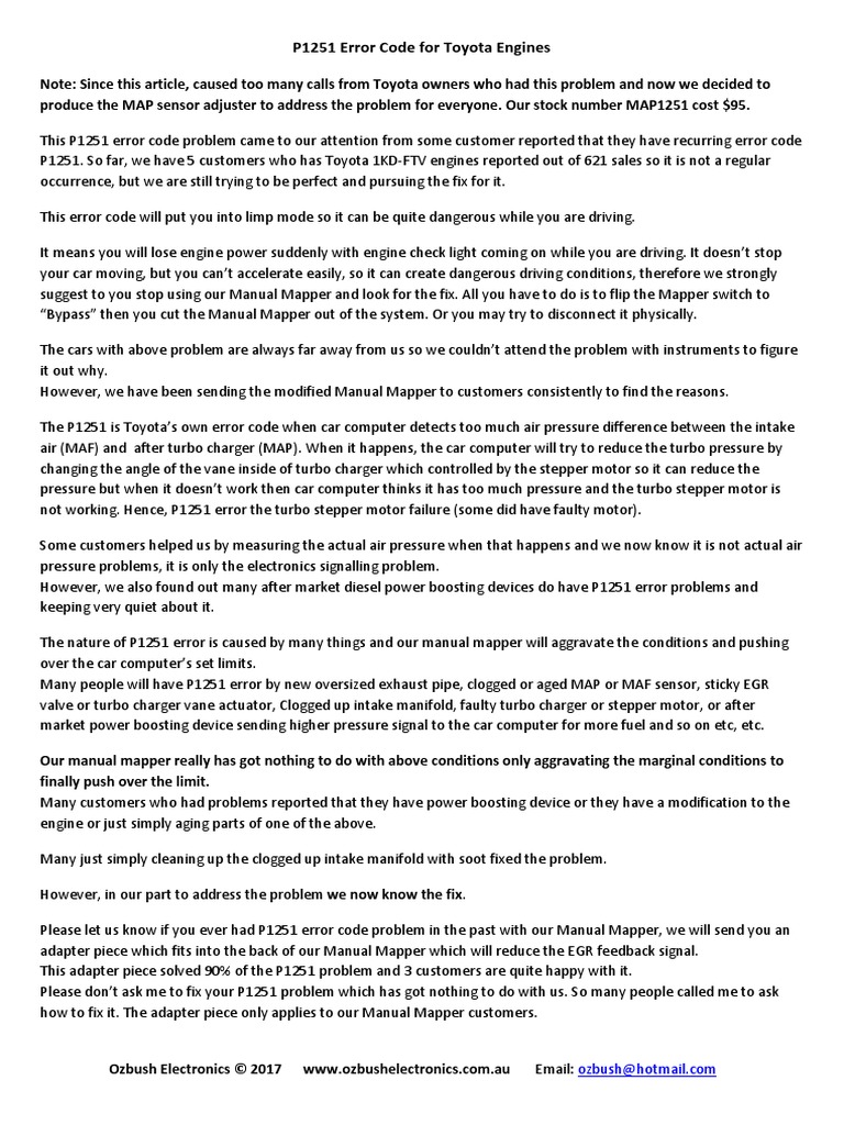 P1251 Error Code For Toyota Engines | PDF | Turbocharger | Systems ...