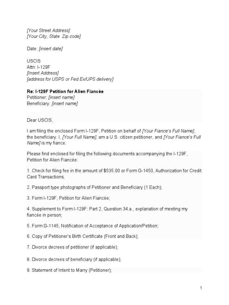 Sample Cover Letter For Form I129f | PDF | Politics | Social Science