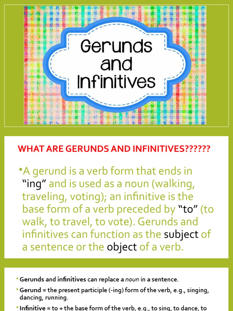 Gerunds and Infinitives | PDF | Verb | Subject (Grammar)