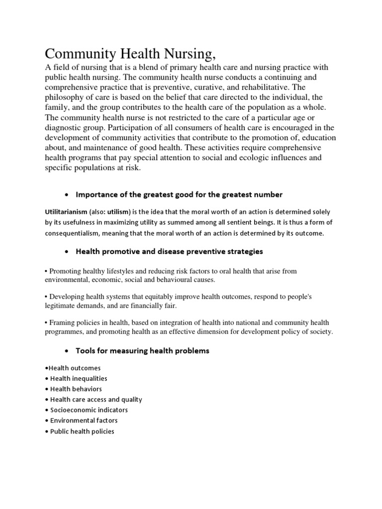 Community Health Nursing | PDF | Public Health | Community