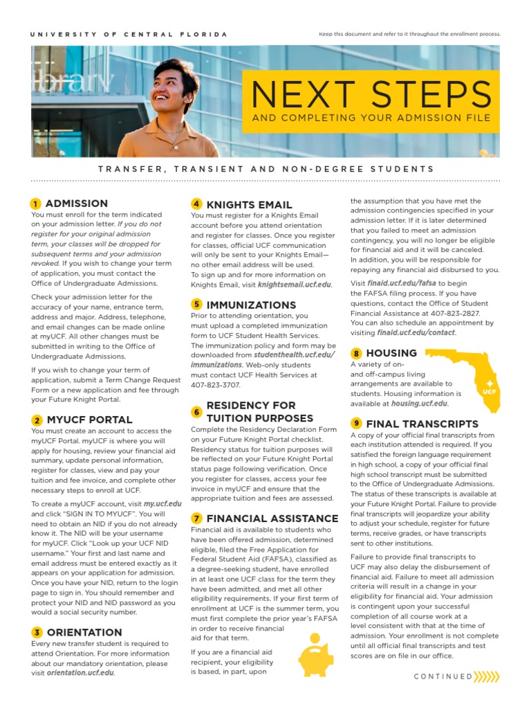 UCF Transfer Next Steps | PDF | University And College Admission | Students