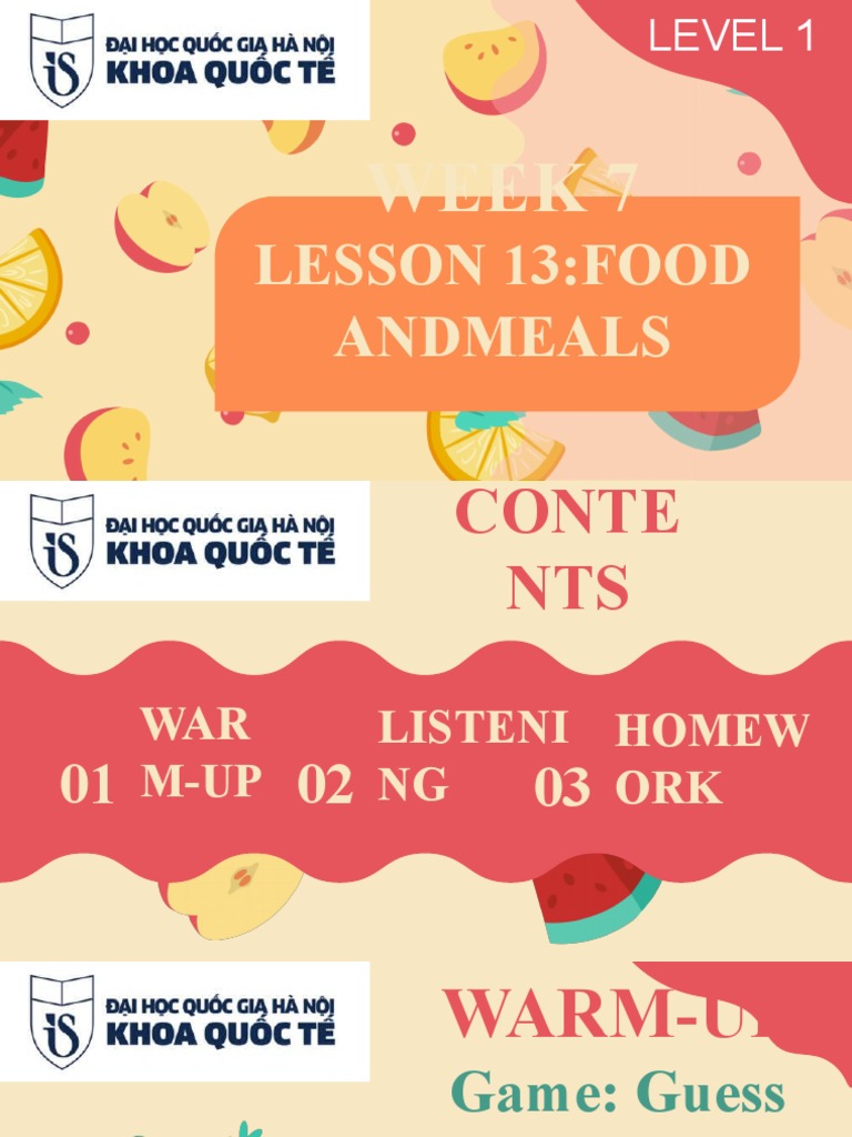 Beginner Food & Meals Lesson | PDF | Waiting Staff | Foods