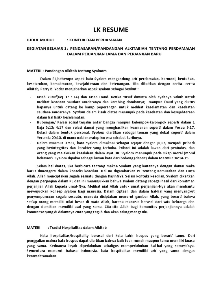 Pandangan Alkitabiah Tentang Perdamaian | PDF | Filsafat