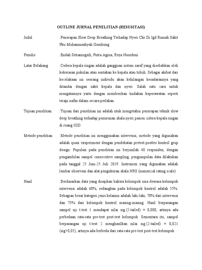Outline Jurnal Penelitian Igdt | PDF