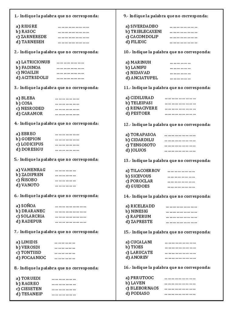 Práctica de Anagramas 1 | PDF