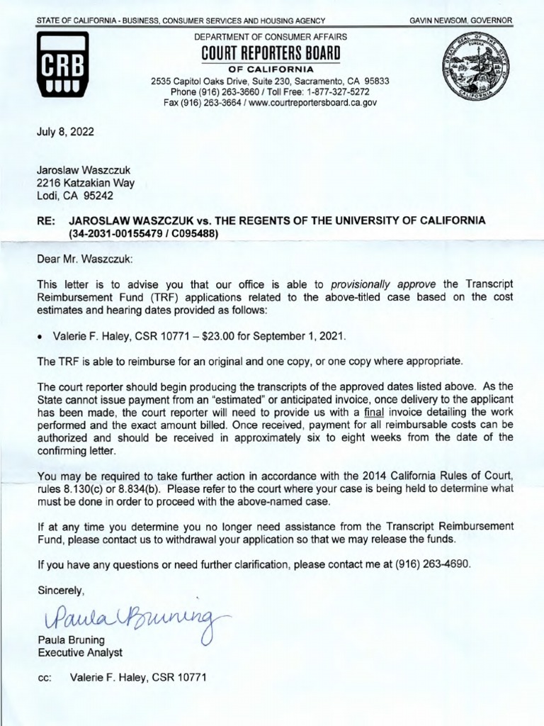 7-15-2022 - Re Court Reporter Transcript On Appeal - Court Reporter ...