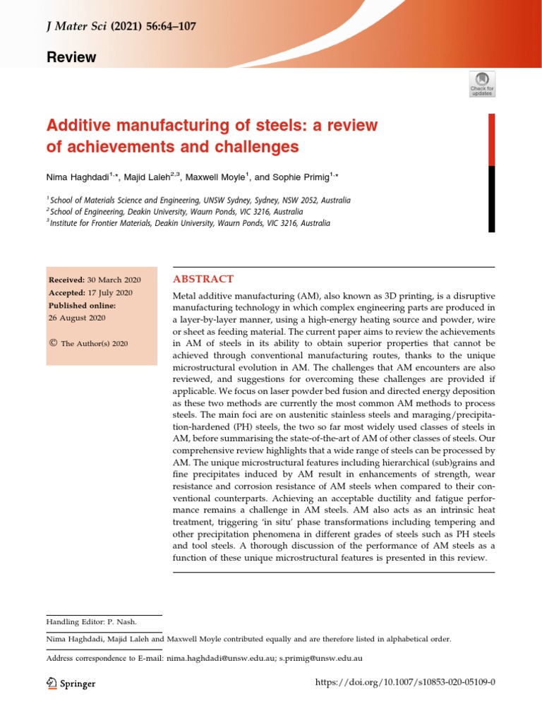 Additive Manufacturing of Steels: A Review of Achievements and ...