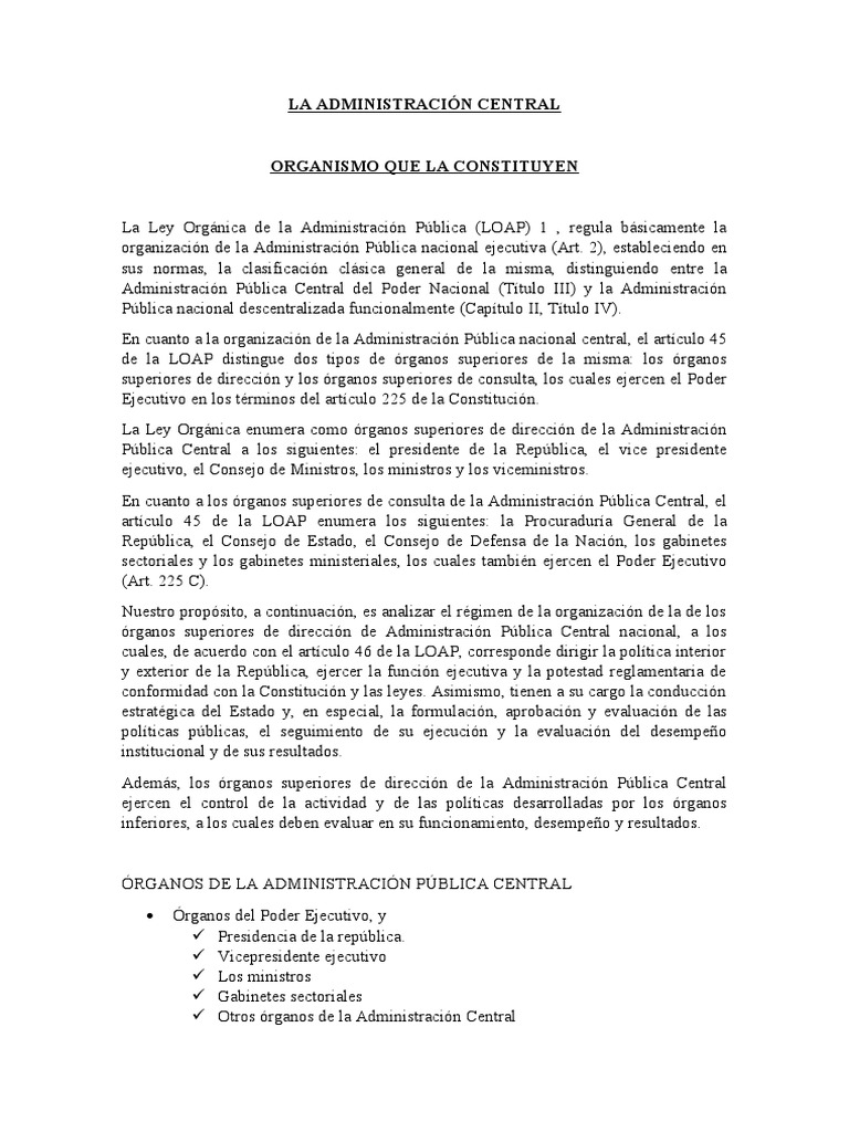 La Administración Central | PDF | Ministerio (Departamento de Gobierno ...