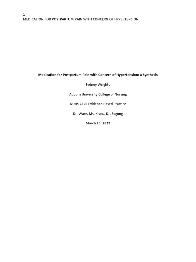 Synthesis of Evidence Paper | PDF | Hypertension | Nonsteroidal Anti ...