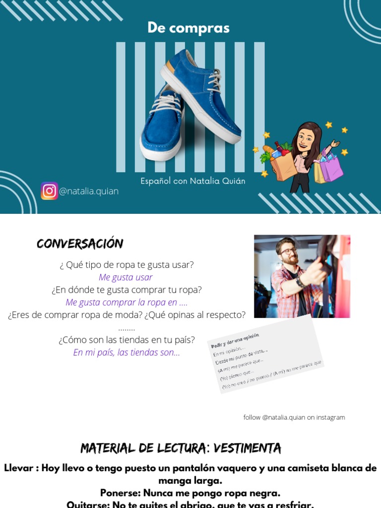 De Compras en Español Con Ejercicios | PDF | Ropa | Bienes de consumo