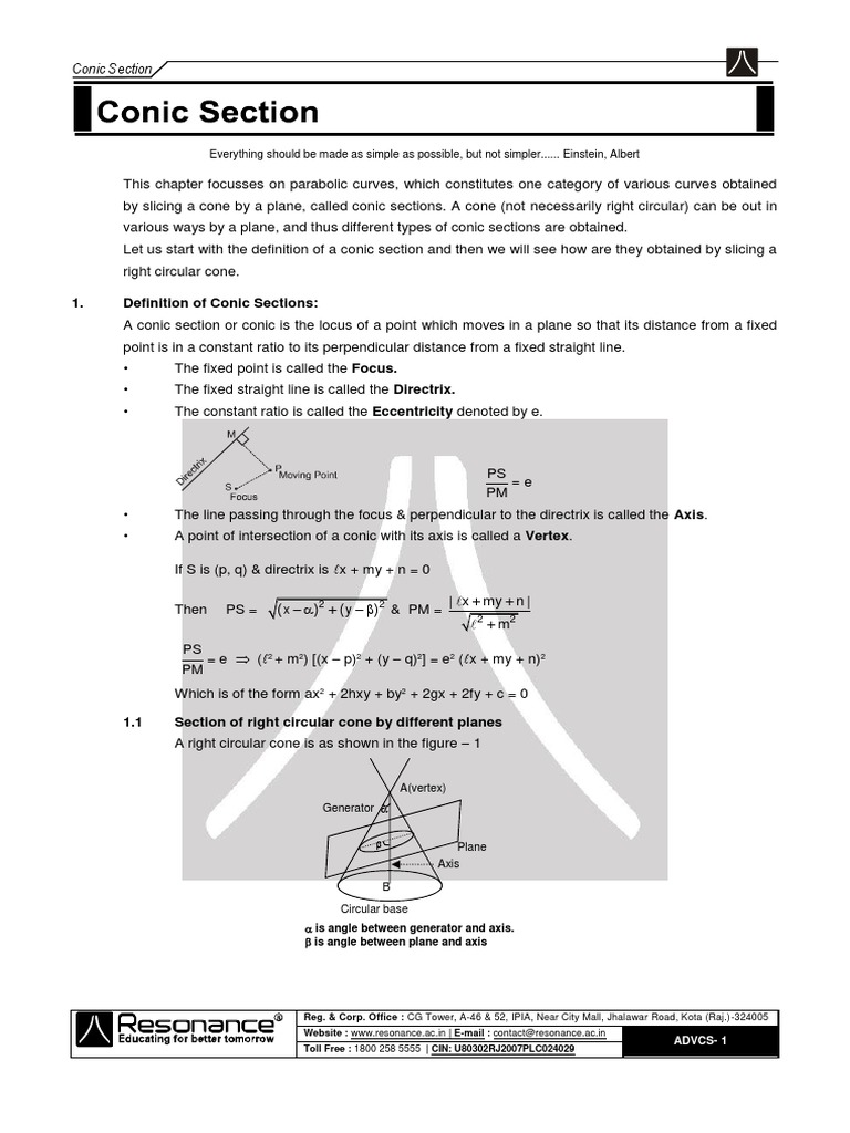 Conic Section pb7KUgN | PDF | Ellipse | Classical Geometry