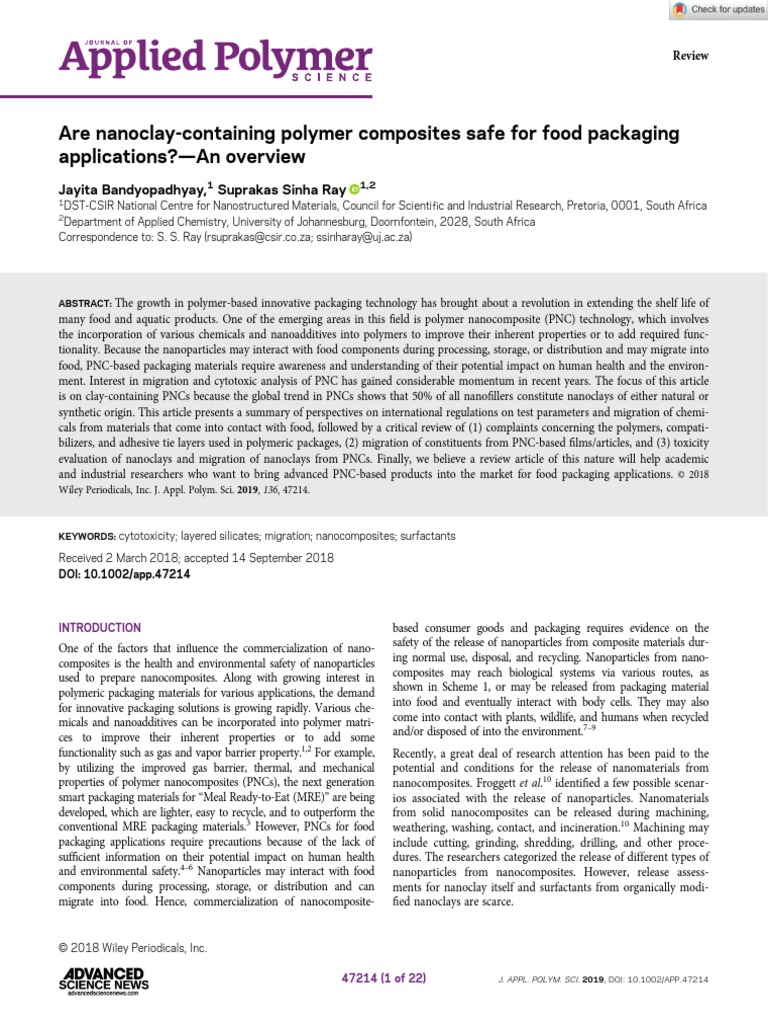 Are Nanoclay Containing Polymer Composites Safe For Food Packaging ...