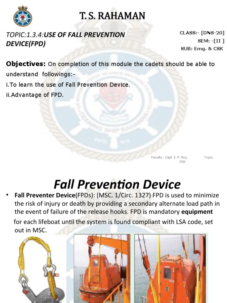 Fall Prevention Devices for Cadets | PDF | Water Transport | Safety