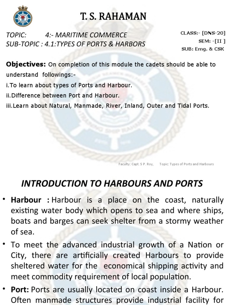 Topic: 4:-Maritime Commerce Sub-Topic: 4.1:types of Ports & Harbors ...