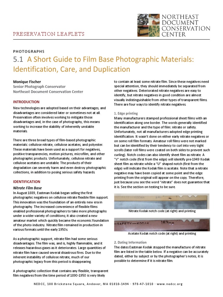 A Short Guide To Film Base Photographic Materials: Identification, Care ...