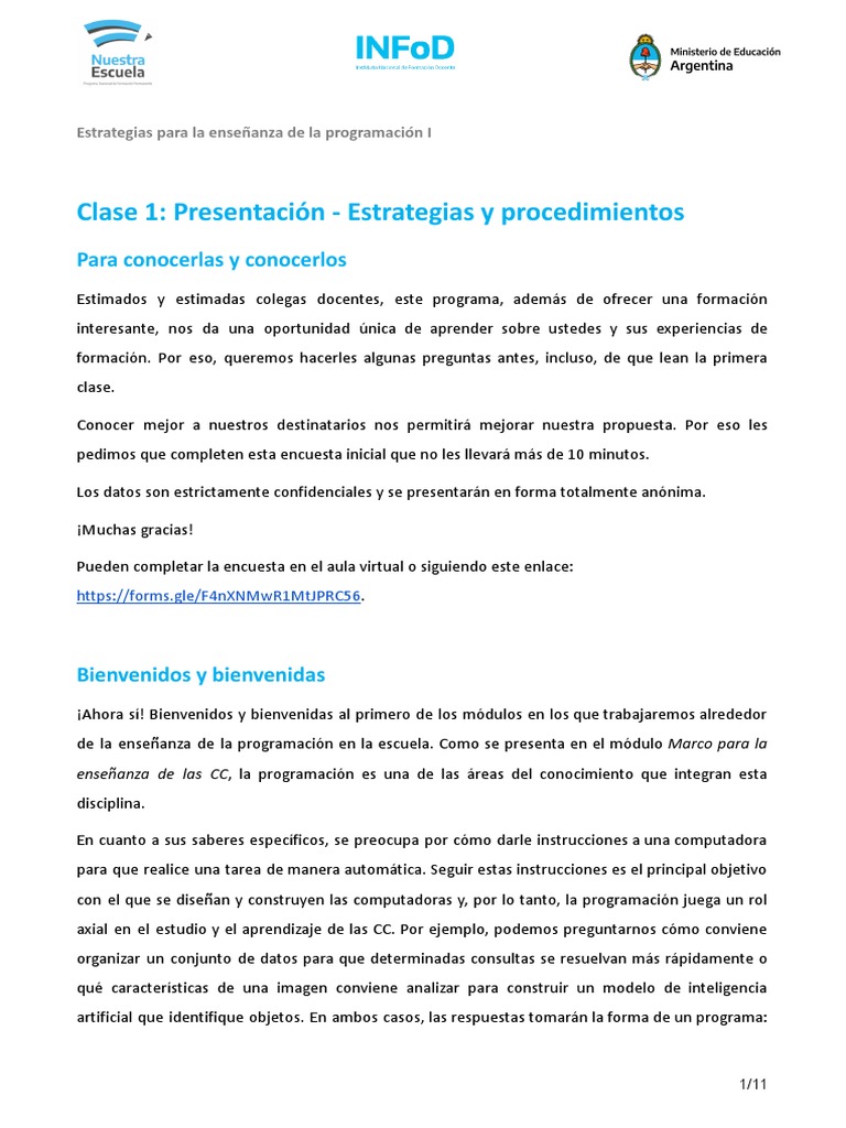 AET M3 Clase 1 - Presentacion. Estrategias y Procedimientos | PDF | Aprendizaje | Programación ...