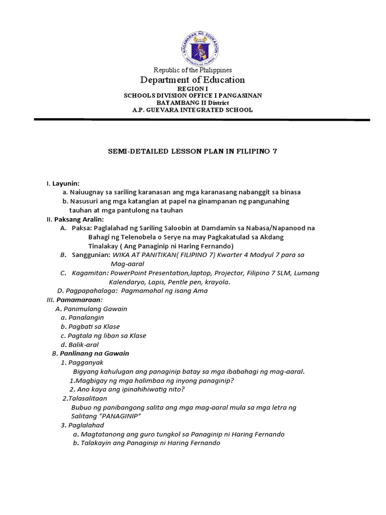 Semi Detailed Lesson Plan | PDF