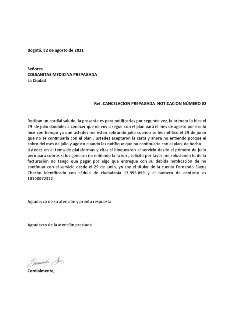 Carta de Retiro Prepagada | PDF