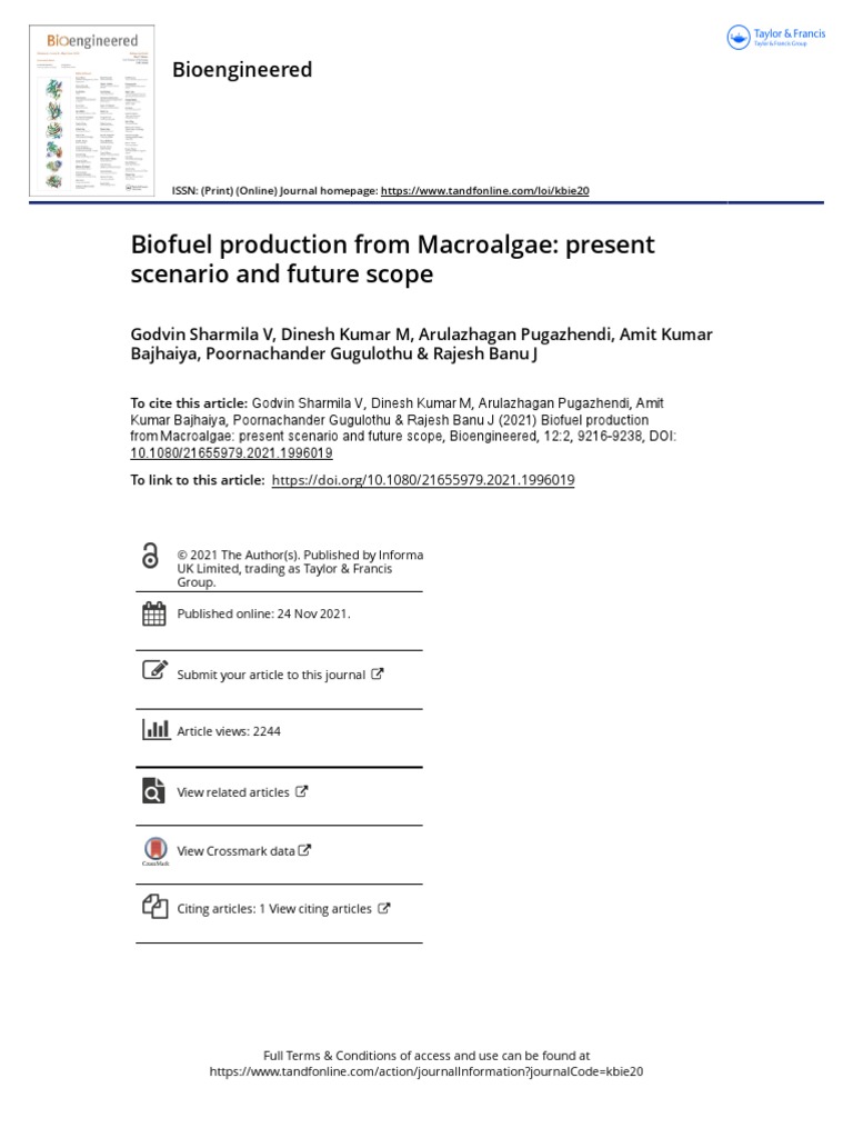 Biofuel Production From Macroalgae Present Scenario and Future Scope ...