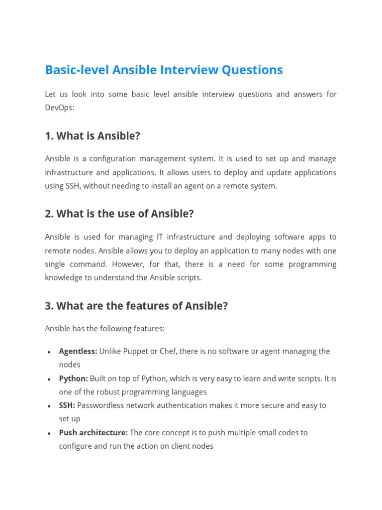 Ansible Interview Questions | Download Free PDF | System Software | Systems Engineering