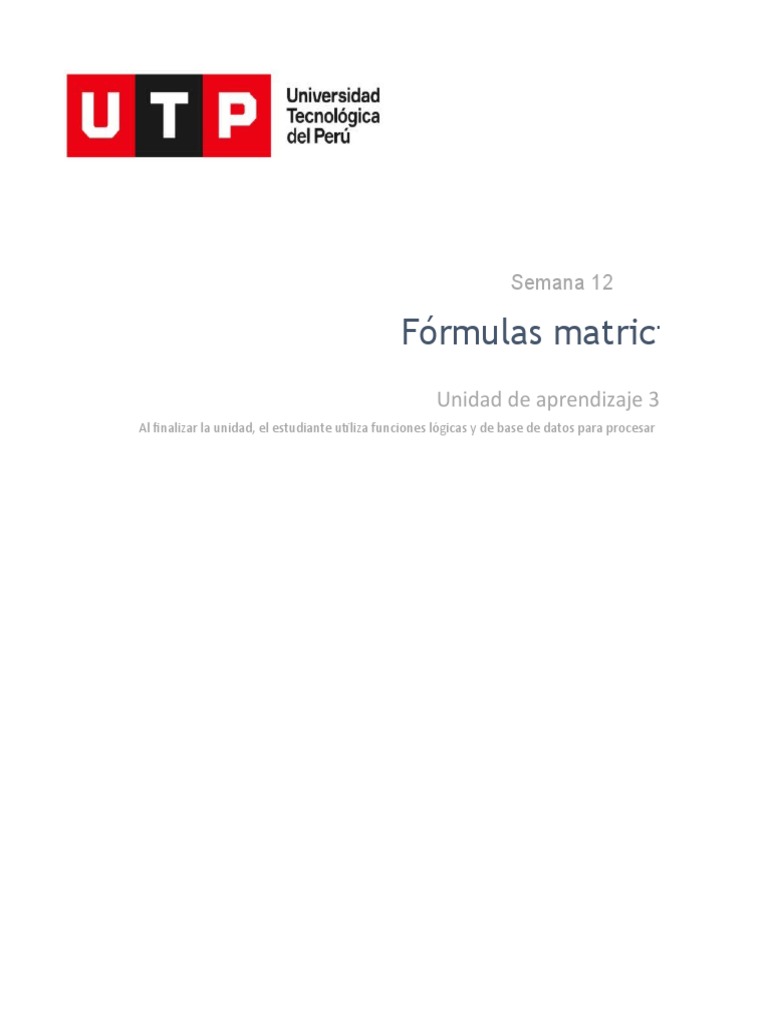 s12.s1 Formulas Matriciales | PDF | Tecnología