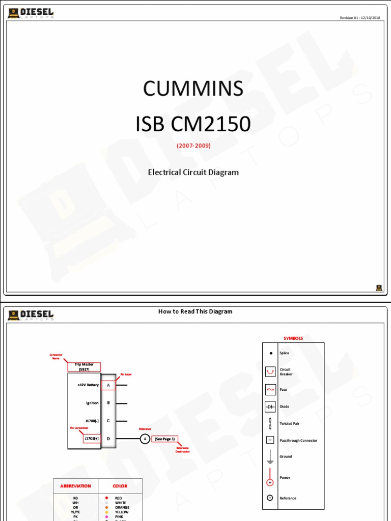 Annotated Electrical Circuit Diagram and Connector Pinout for a Cummins ...