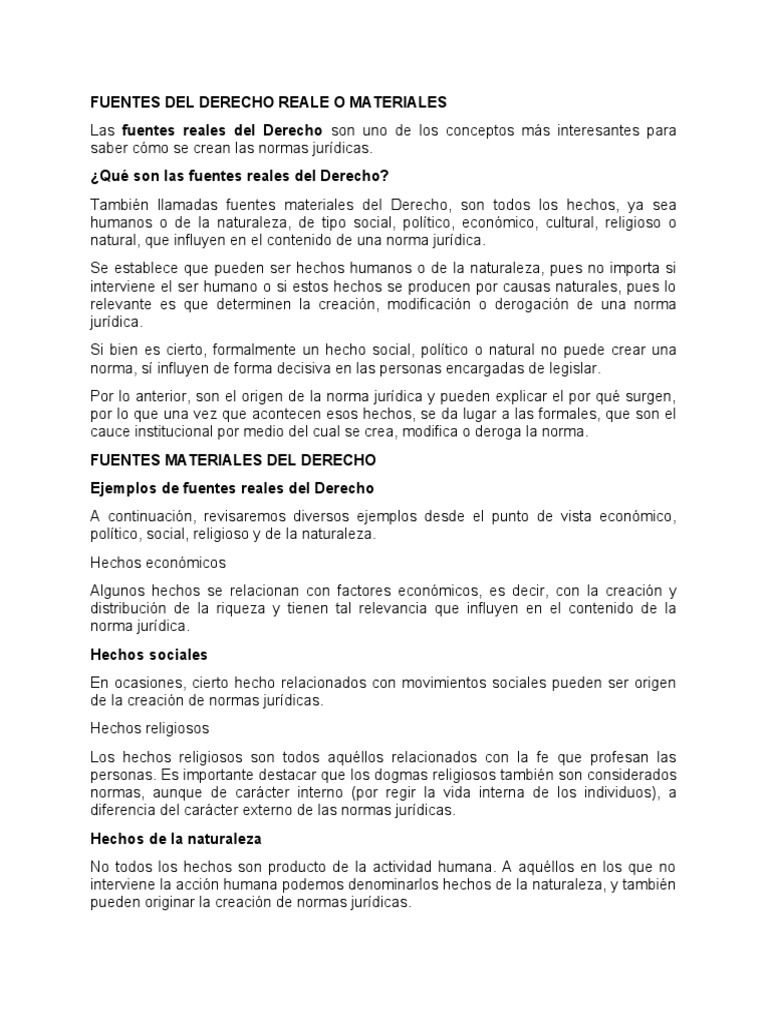 Fuentes Del Derecho Reales o Materiales | Descargar gratis PDF | Caso ...