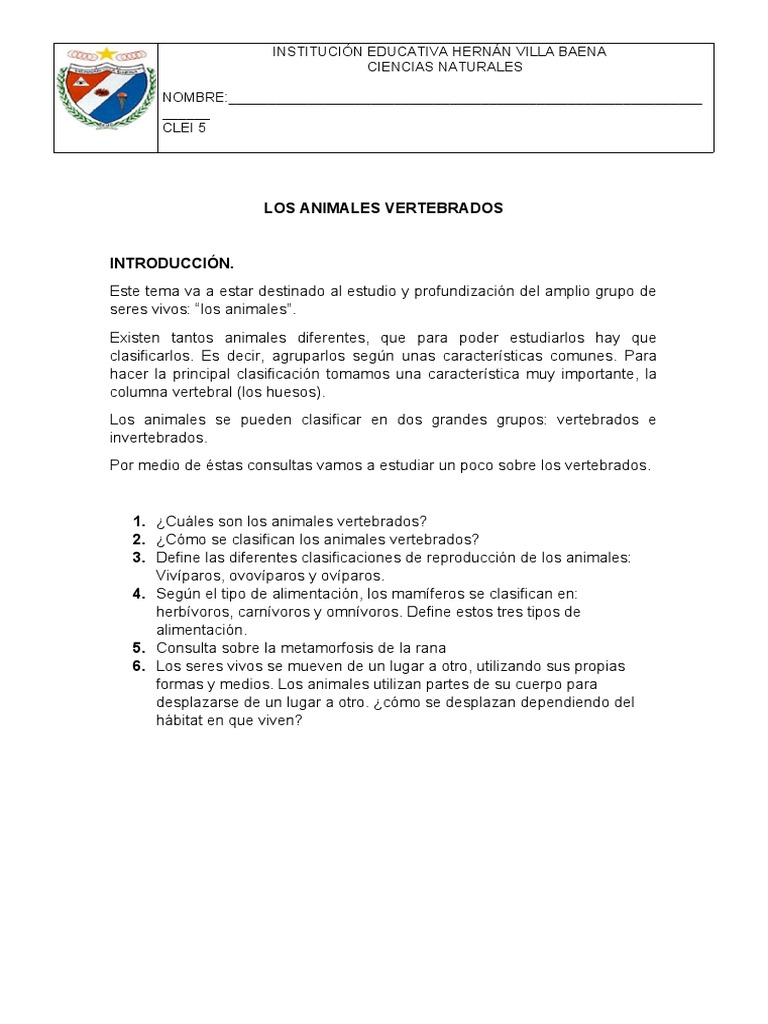 Clasificación y características de vertebrados | PDF