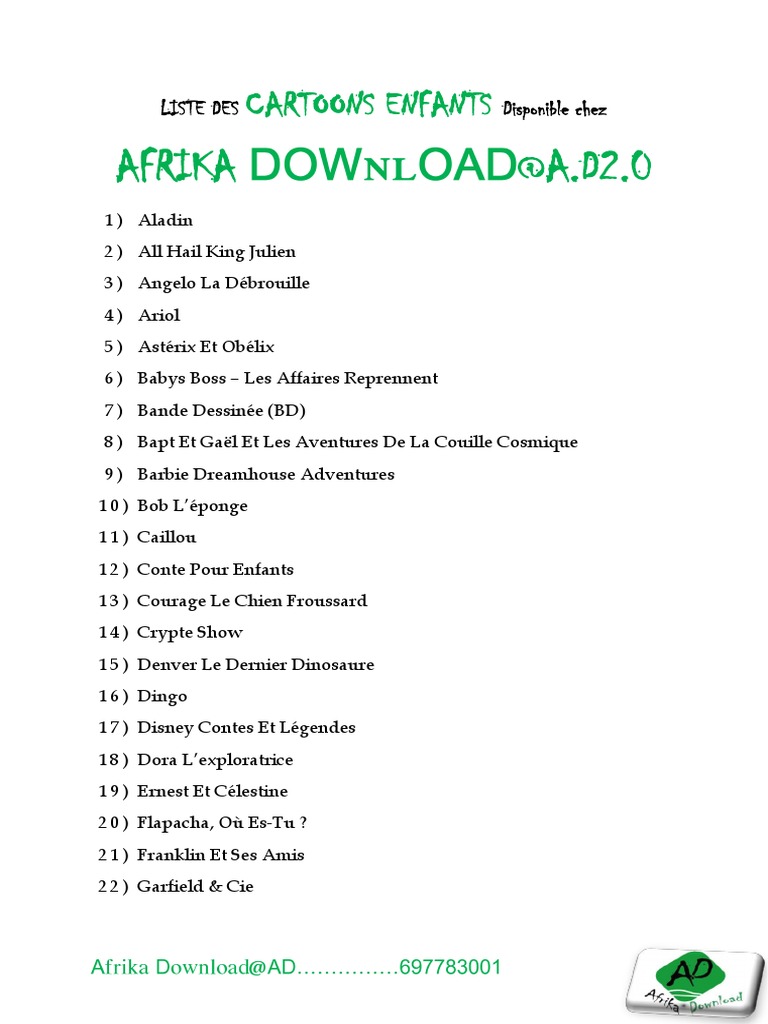 LISTE DES Cartoon baby@A.D2022 | PDF | Jeux et activités | Mystère, thriller et fiction policière