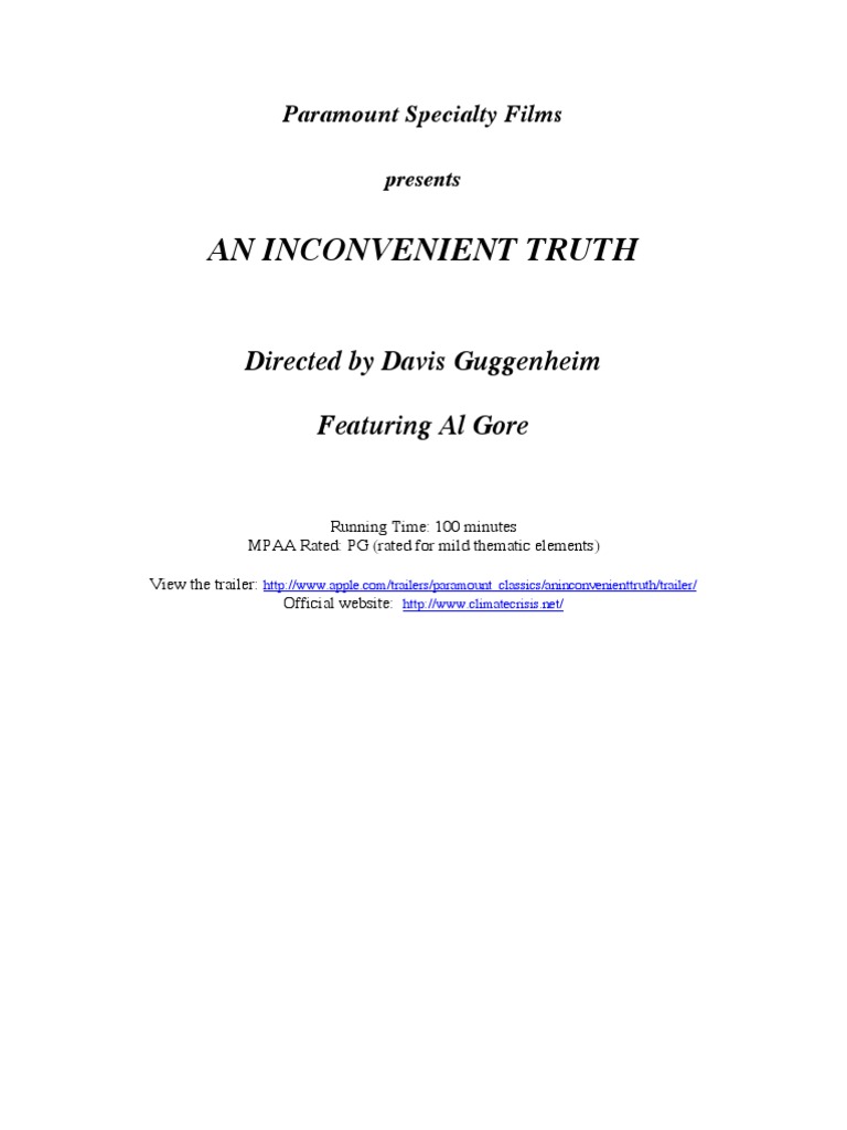 An Inconvenient Truth - Movie Notes | PDF | Al Gore | Global Warming