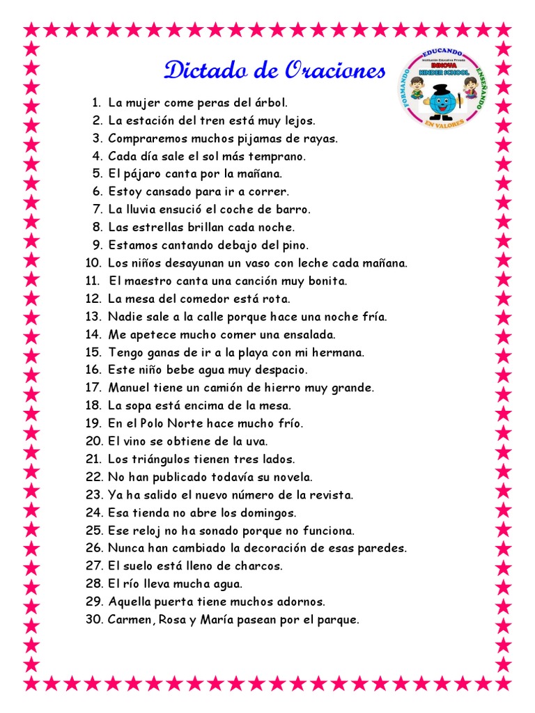Dictado de Oraciones | PDF