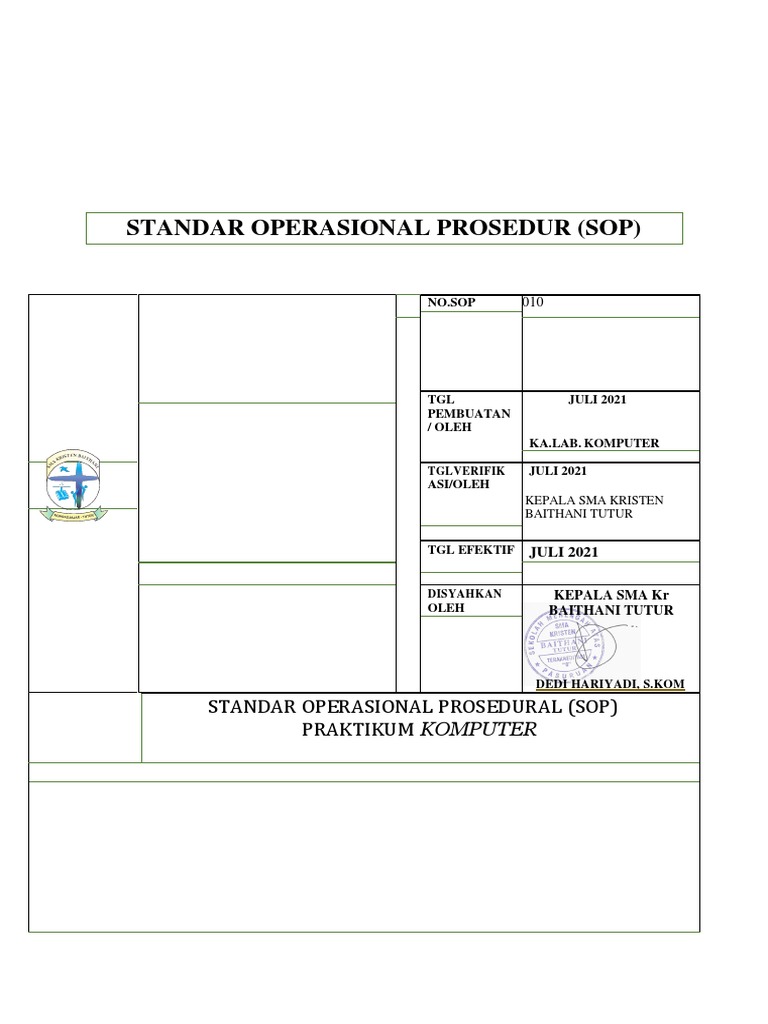 SOP Lab. Komputer, IPA, Perpus | PDF