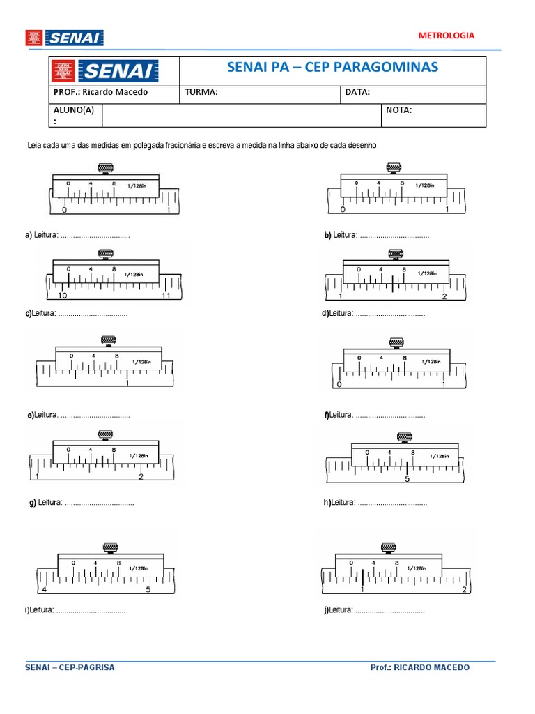 Interpretação de medidas em polegadas fracionárias | PDF