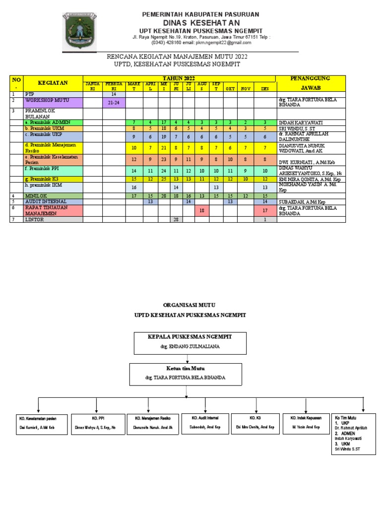 Rencana Manajemen Mutu Puskesmas 2022 | PDF