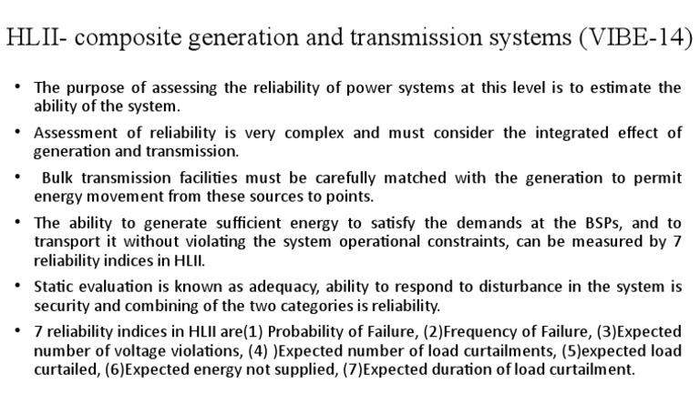 HLII - Composite Generation and Transmission Systems (VIBE-14 | PDF